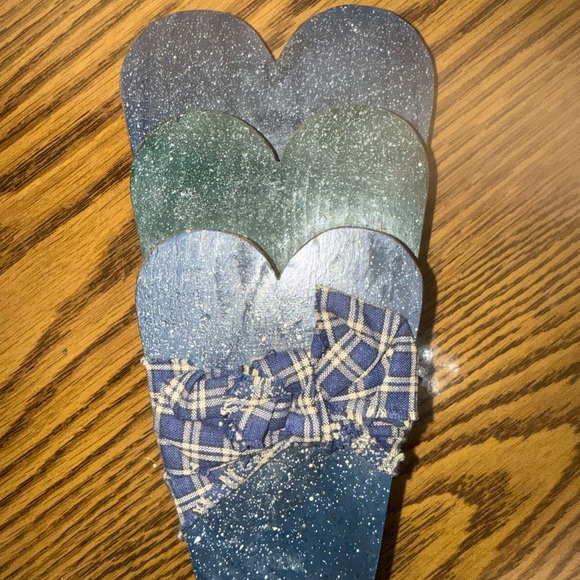 Accents | Vintage Rustic Blue And Green Heart Decor | Poshmark
